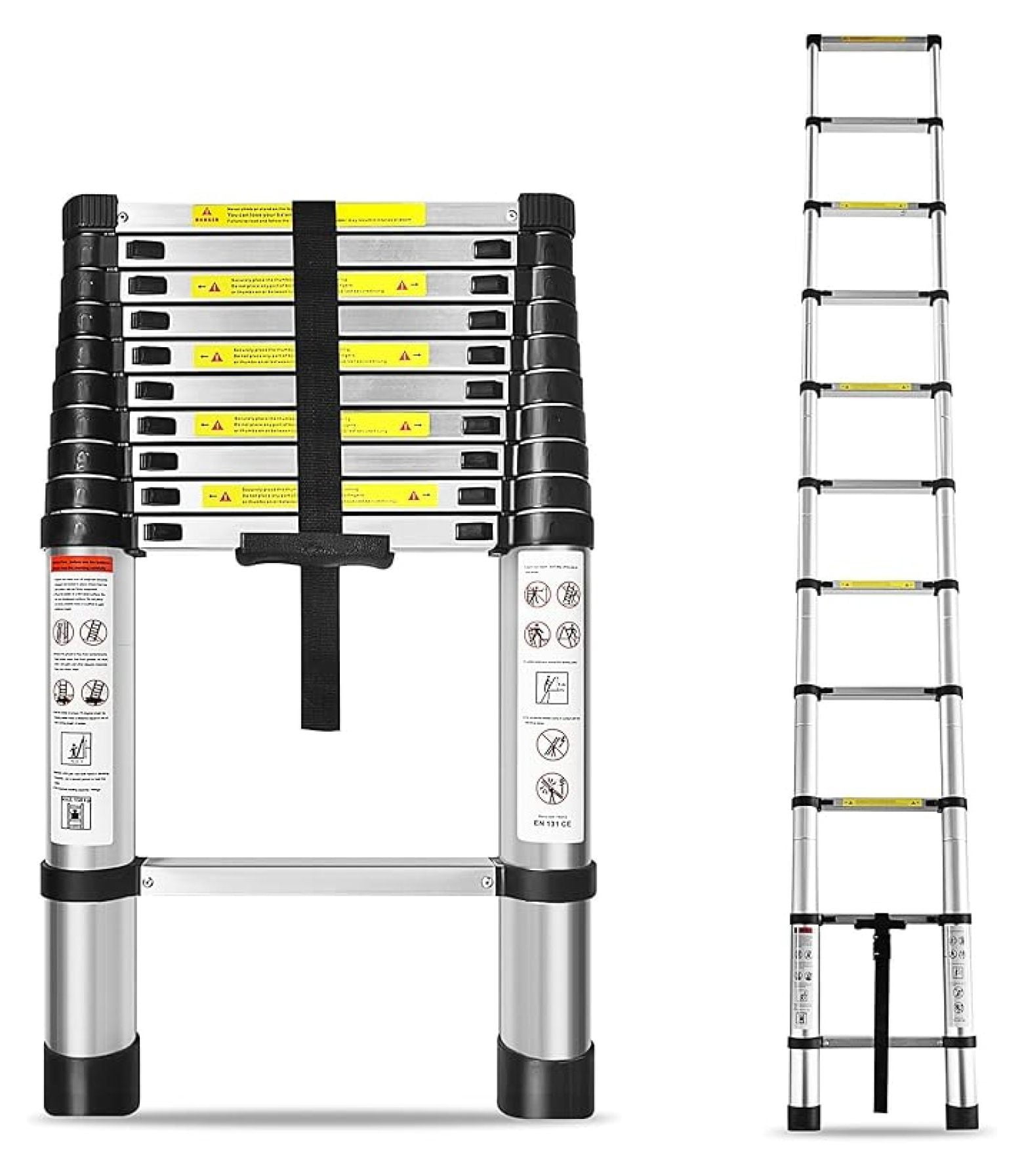 10.5 FT Telescoping Ladder 330 lbs Capacity Heavy Duty Aluminum ...