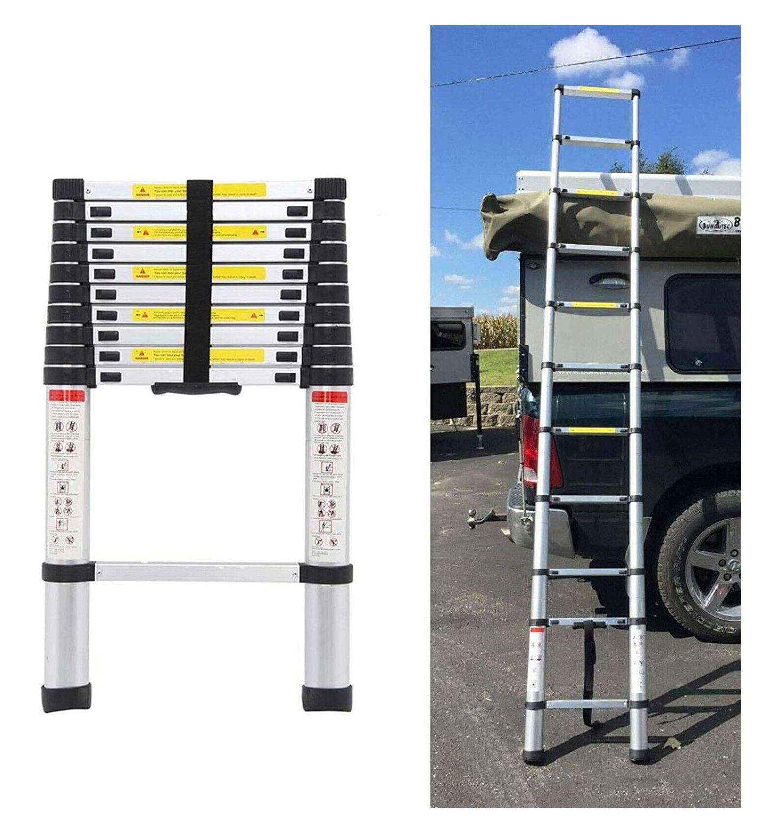 10.5 Feet Aluminum Telescoping Telescopic Extension Ladder 330 Pound ...