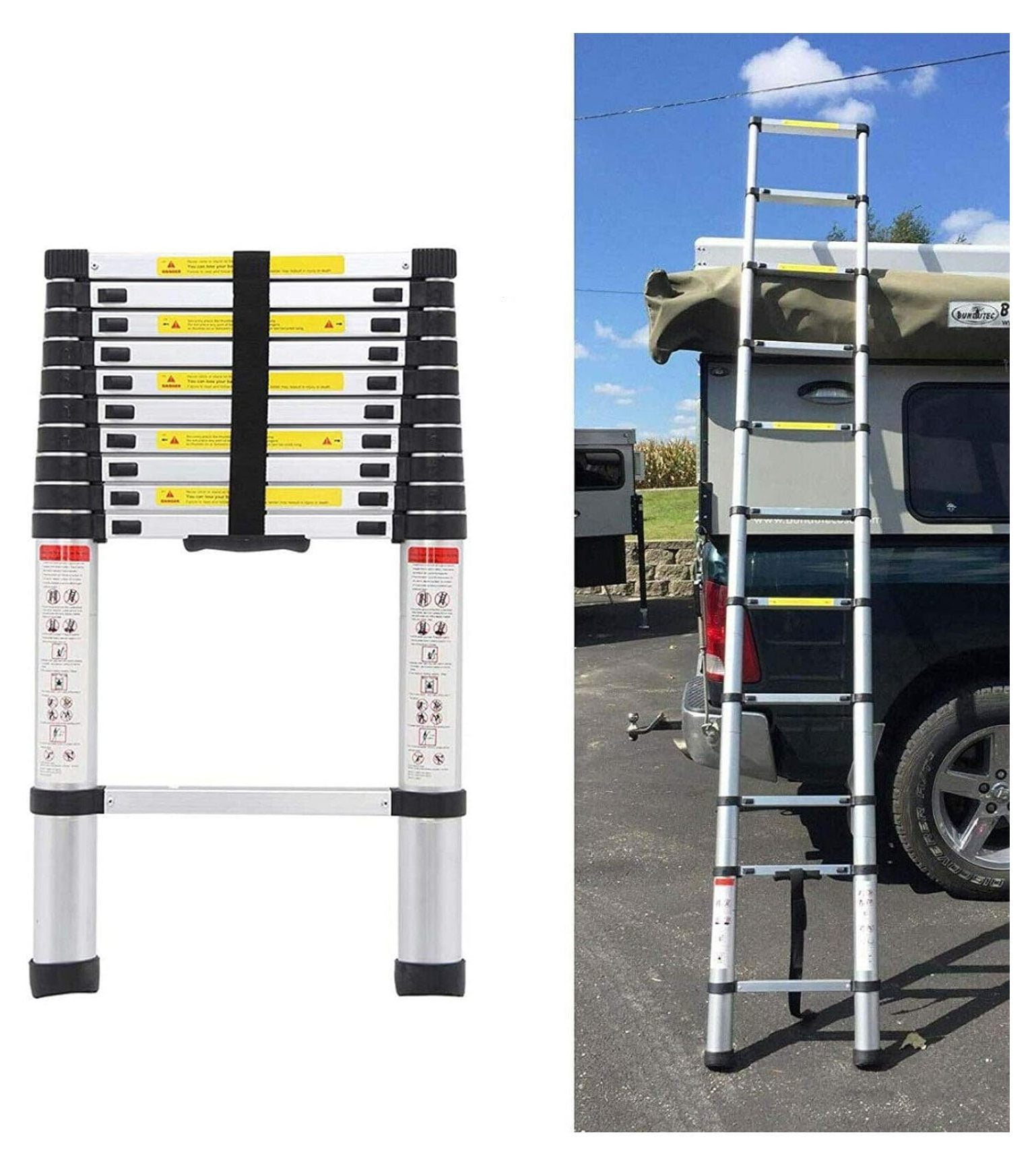 10.5 Feet Aluminum Telescoping Telescopic Extension Ladder 330 Pound ...