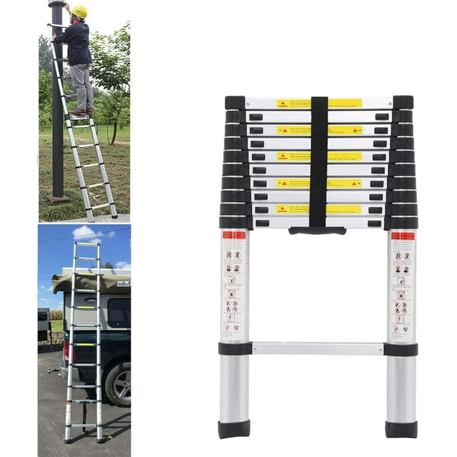 10.5 Feet Extension Ladder Aluminum Telescoping Style 330lb Max Load ...