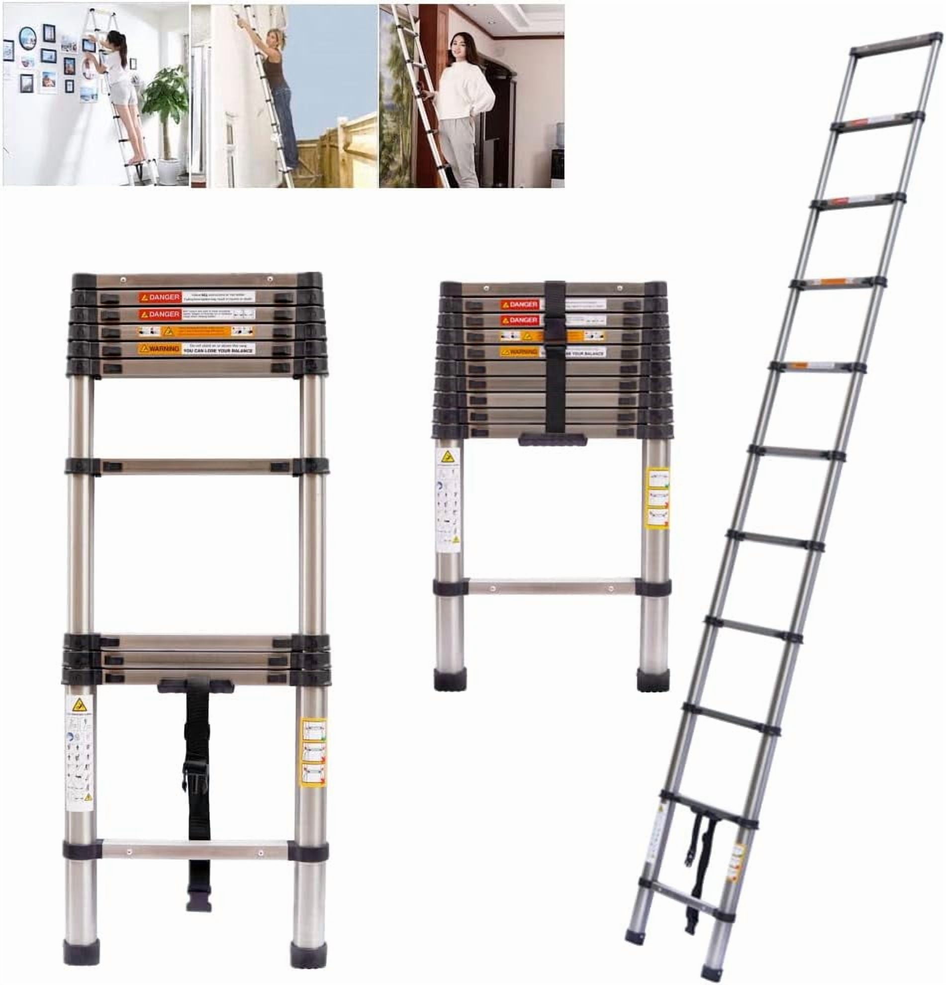 10.5 Ft Stainless Steel Telescoping Ladder Telescopic Extension Ladder ...