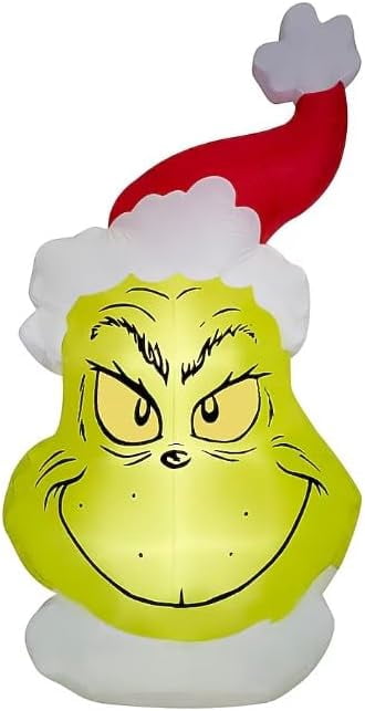 10.5' Gemmy Airblown Inflatable Christmas Dr. Seuss Giant Grinch Head w ...