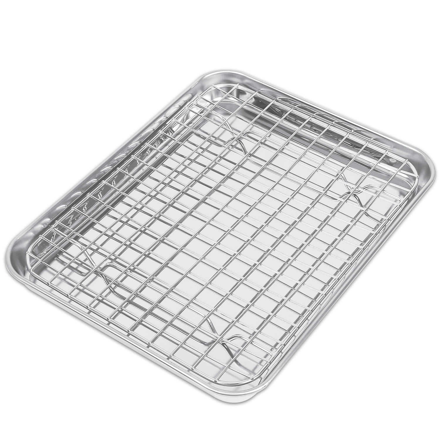 10.5 Inch Baking Tray Pan & Cooling Rack Set, Stainless Steel ...