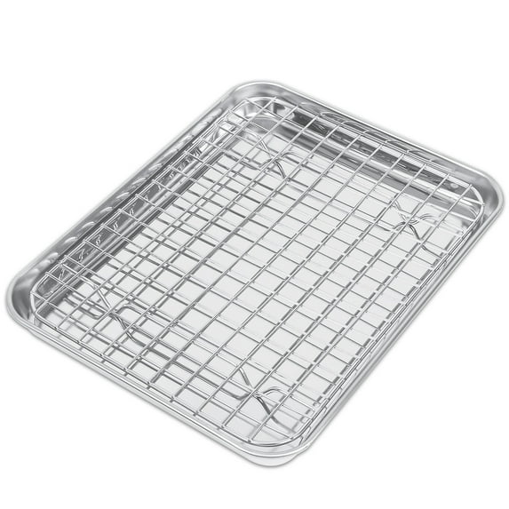 10.5 Inch Baking Tray Pan & Cooling Rack Set, Stainless Steel ...