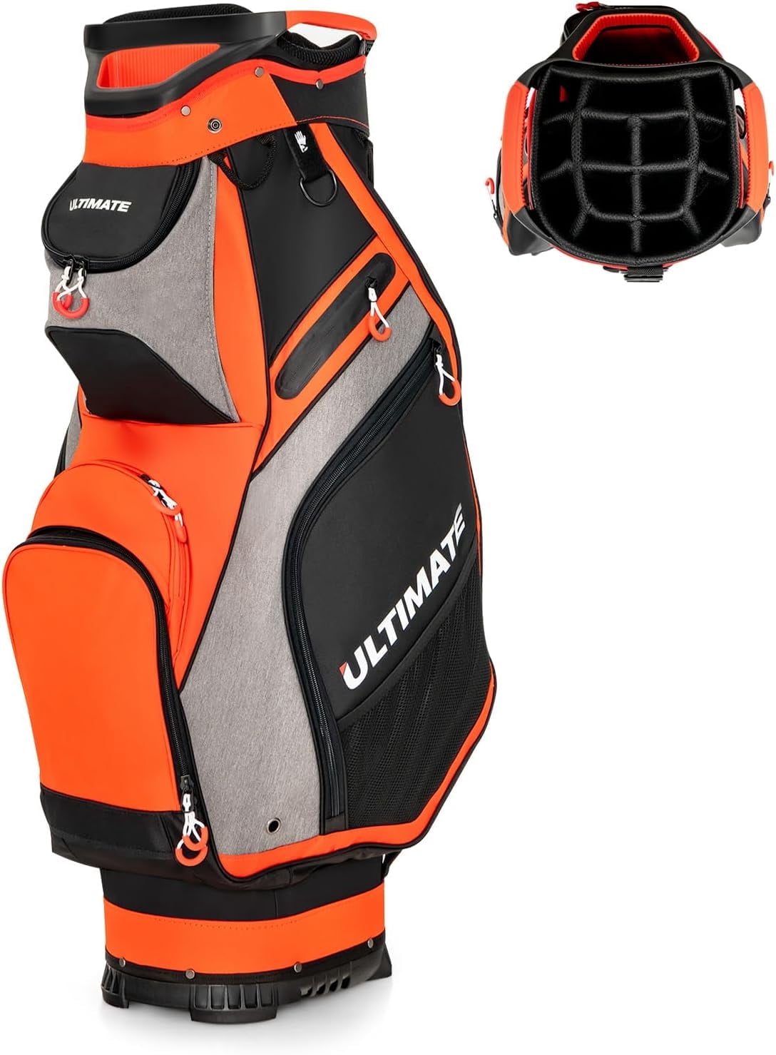 10.5 Inch Golf Cart Bag with 14 Way Dividers and 7 Zippered Pockets ...