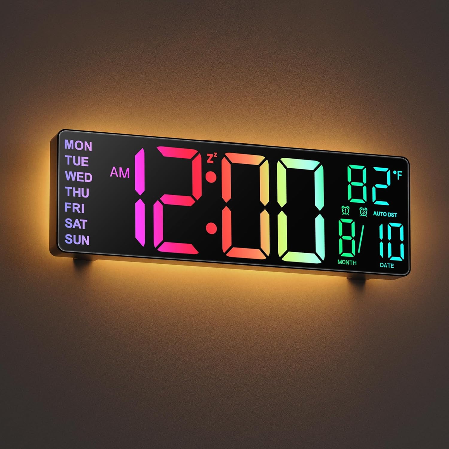10.5'' Large Digital Wall Clock, Big Number Display, , Colors, DST ...
