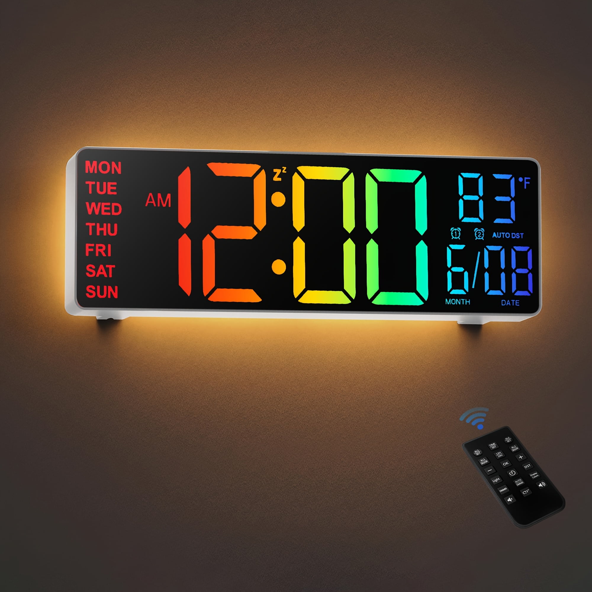 10.5" Large Digital Wall Clock with Dual Alarms, Extra Large LED ...