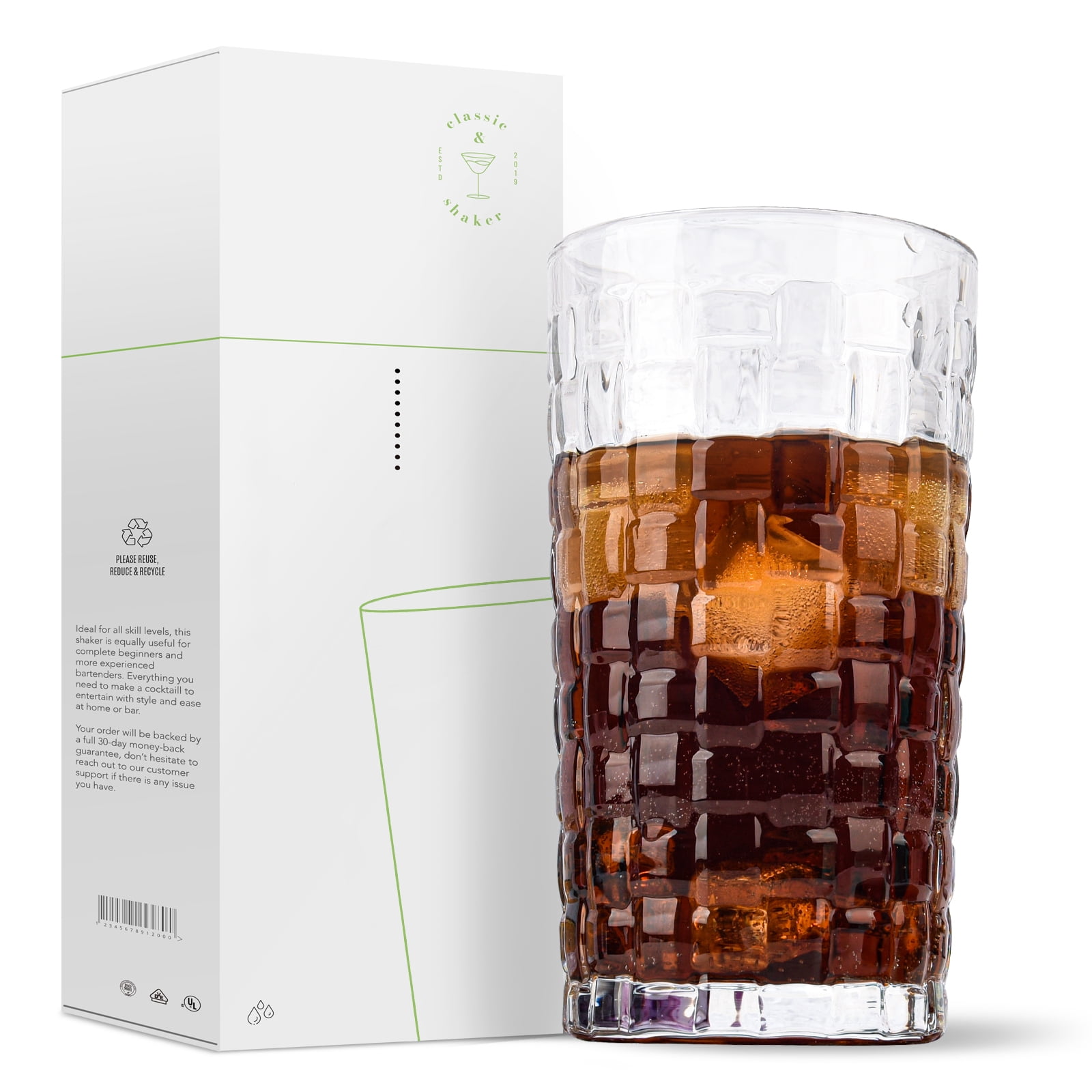 10.5 Ounces/ 300ml Highball Glasses Set of 6, JOYCEMALL Vintage Style Clear Drinking Glasses ...