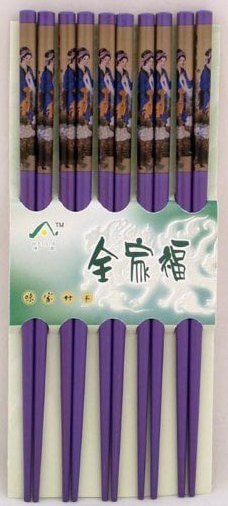 10 (5 Pairs) Purple Chopsticks w. Japanese Geisha Painting CHOP005-5 ...