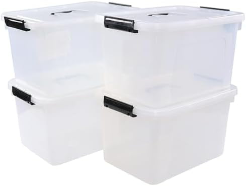 10.5 Quart Clear Latch Storage Box with Handle, 4-Pack Plastic Storage ...
