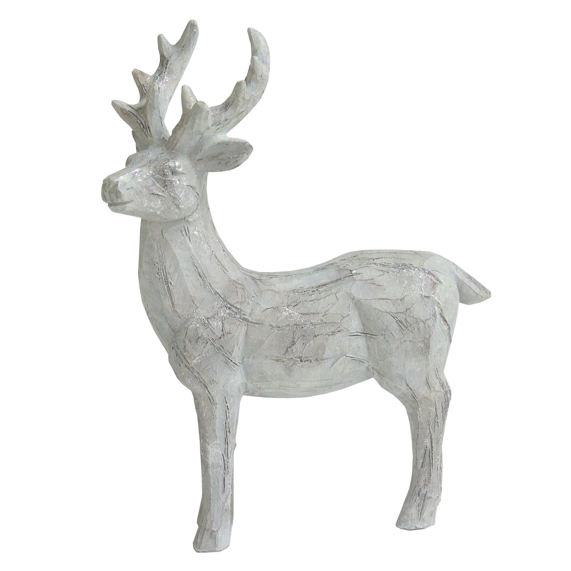 10.5" Silver Distressed Finish Standing Deer Table Top Christmas ...