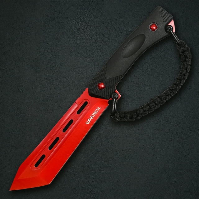 10.5" Tactical Survival Hunting Fixed Blade Knife Red Blade with Sheath ...