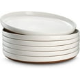 10.5” White Dinner Plates Set of 6 - Ceramic Serving Dish with Specks ...
