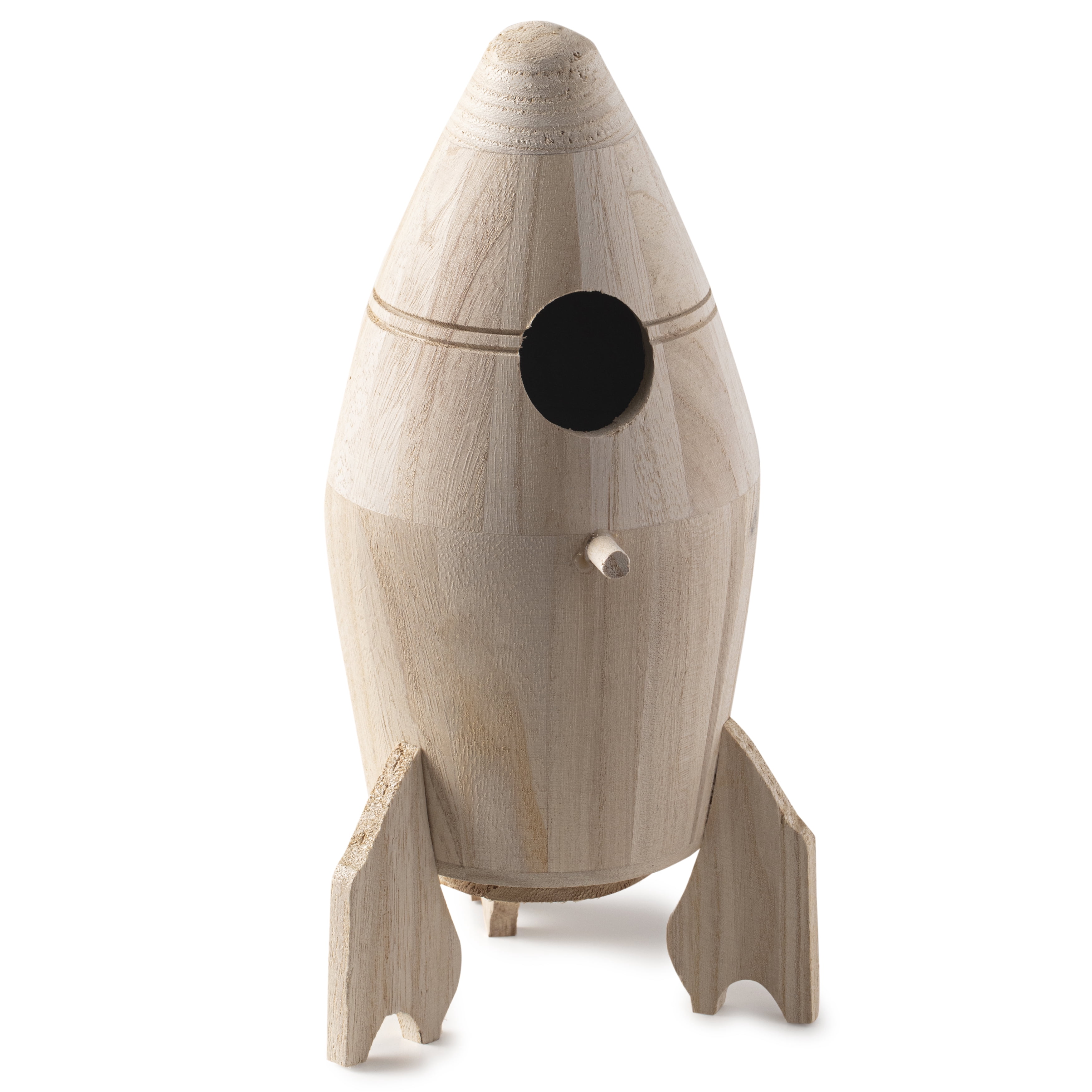 10.5" Wooden Rocket Ship Birdhouse by Make Market - Unfinished Hanging ...