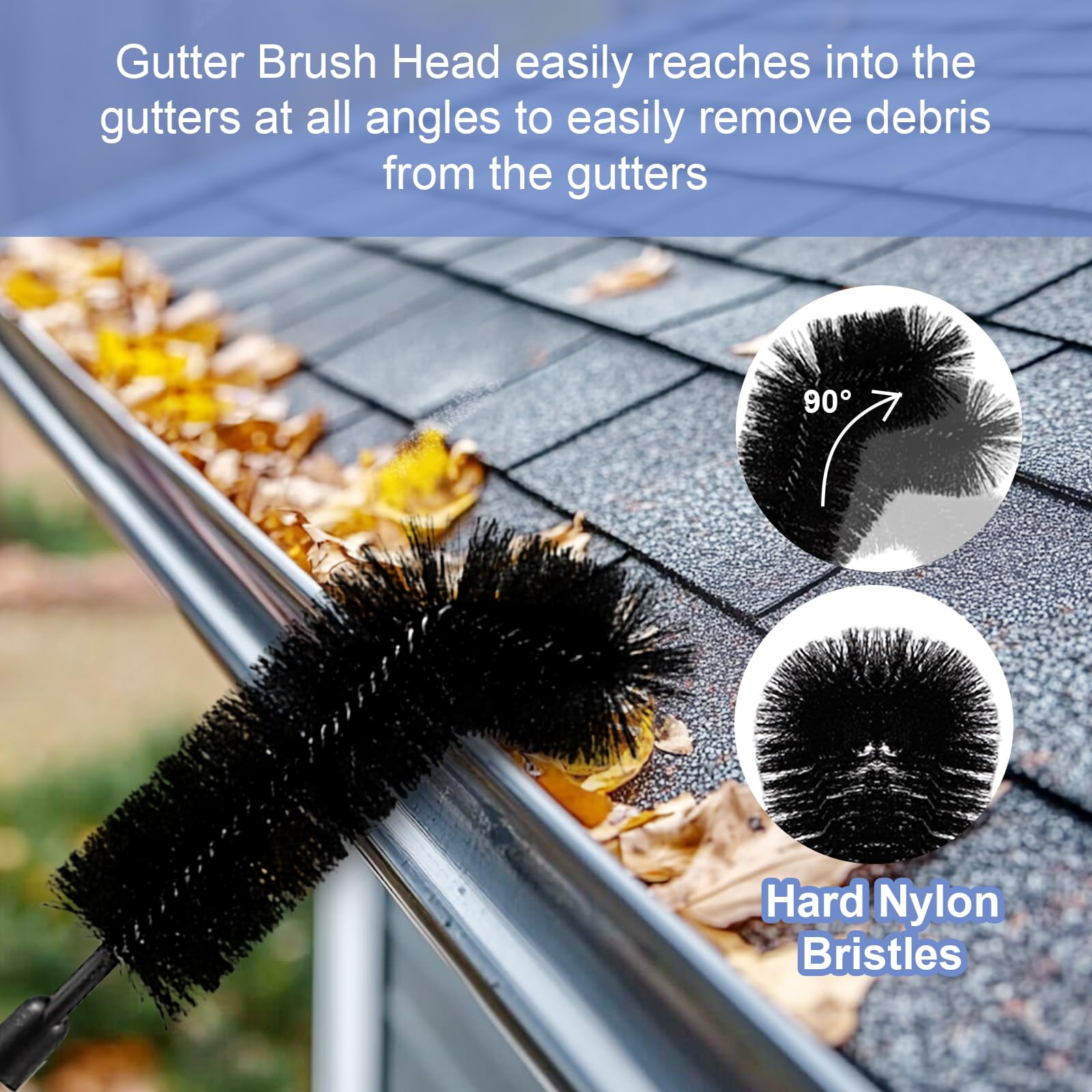 10.5 feet Gutter Cleaning Tools， Adjustable Length Gutter Cleaning ...