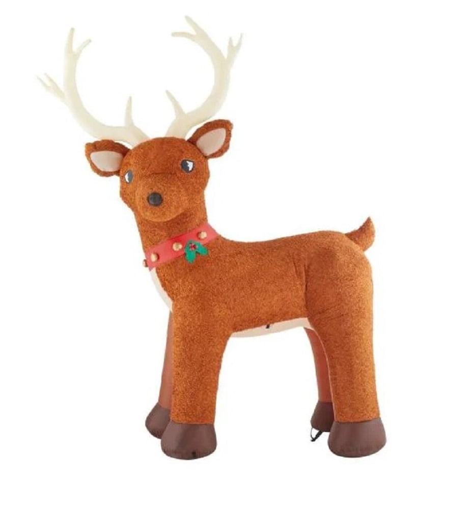 10.5 ft Pre-Lit LED Giant-Sized Fuzzy Reindeer Christmas Inflatable ...