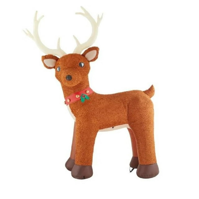 10.5 ft Pre-Lit LED Giant-Sized Fuzzy Reindeer Christmas Inflatable ...