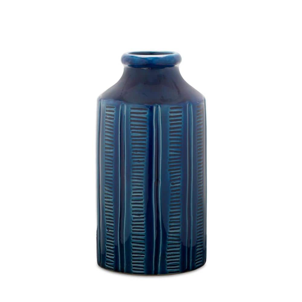 10.5 in. Blue Terra Cotta Round Decorative Vase - Walmart.com