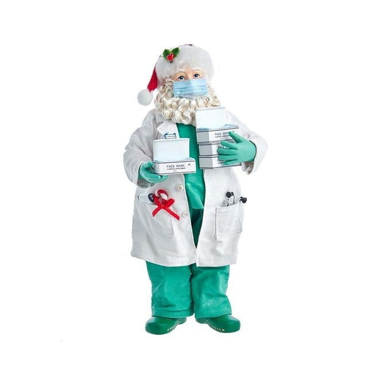 10.5 in. Fabriche Santa Doctor Holding Face Masks, Multi Color ...