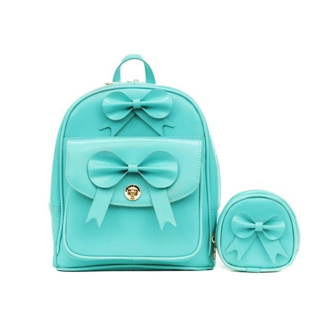 10.5 in. L Series Acadia Leather Mini Bow Backpack, Aqua Blue - Walmart.com
