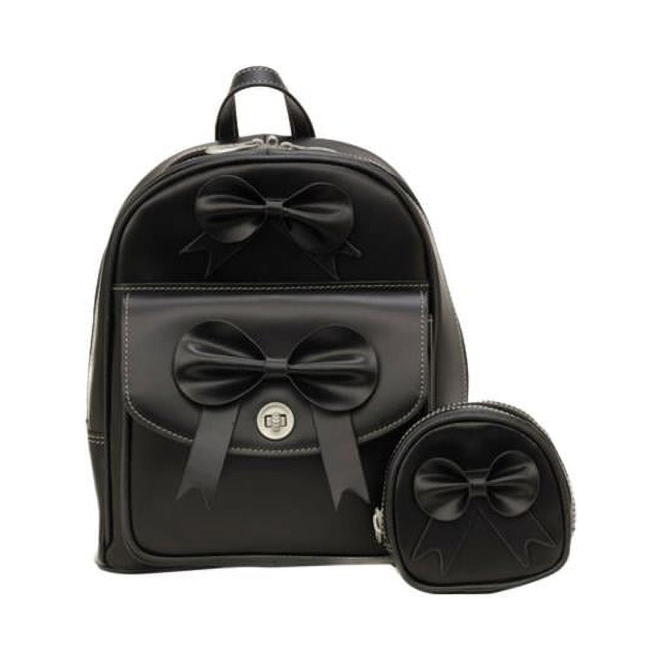 10.5 in. L Series Acadia Leather Mini Bow Backpack, Black - Walmart.com