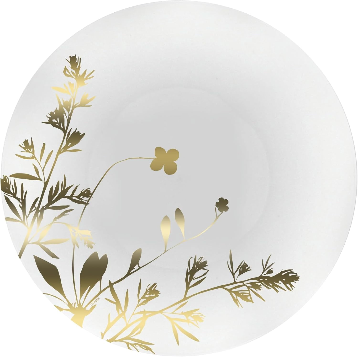 10.5 inch Gold and White Plastic Round Dinner Plate Flower Design ...