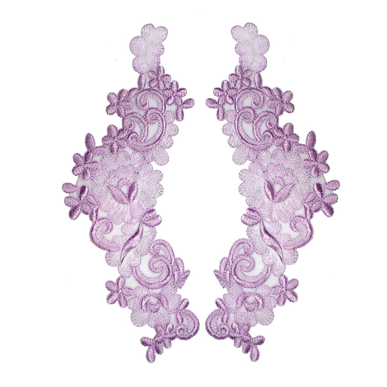 10.5"x4" Embroidered Sheer Organza Patch Black Eggplant Gray Lavender ...