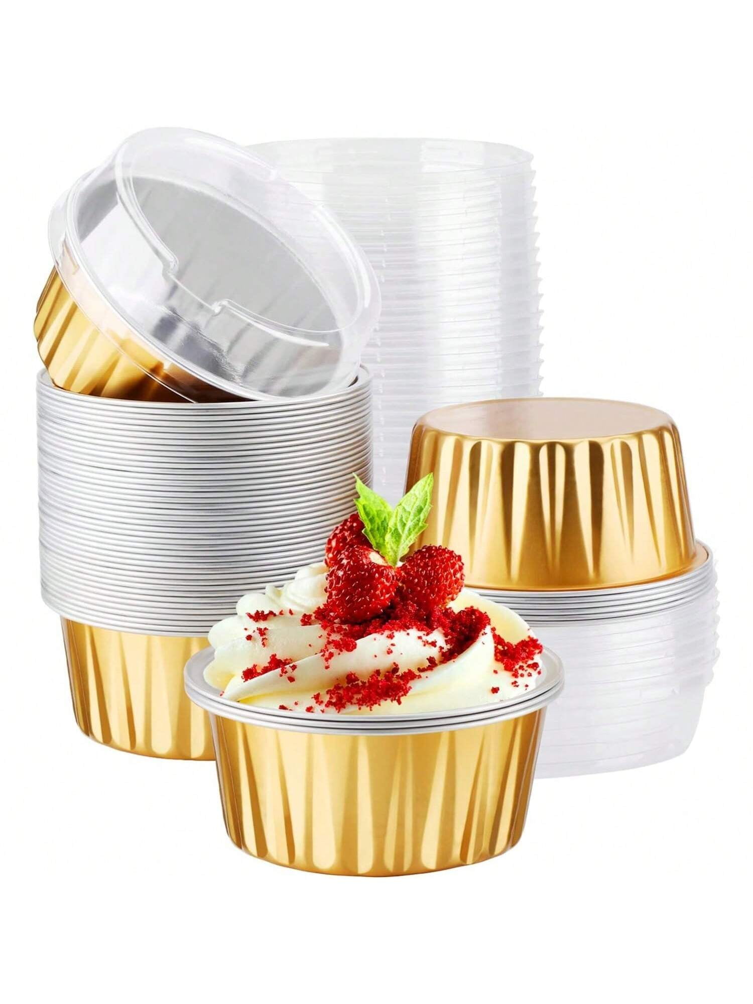 10/50/100pcs Disposable Ramekins (5oz/150ml) Mini Aluminum Foil Baking ...