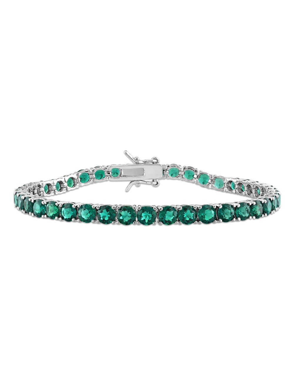 10.50 Carat (Ctw) Lab-Created Emerald Bracelet in Sterling Silver (7.50 ...