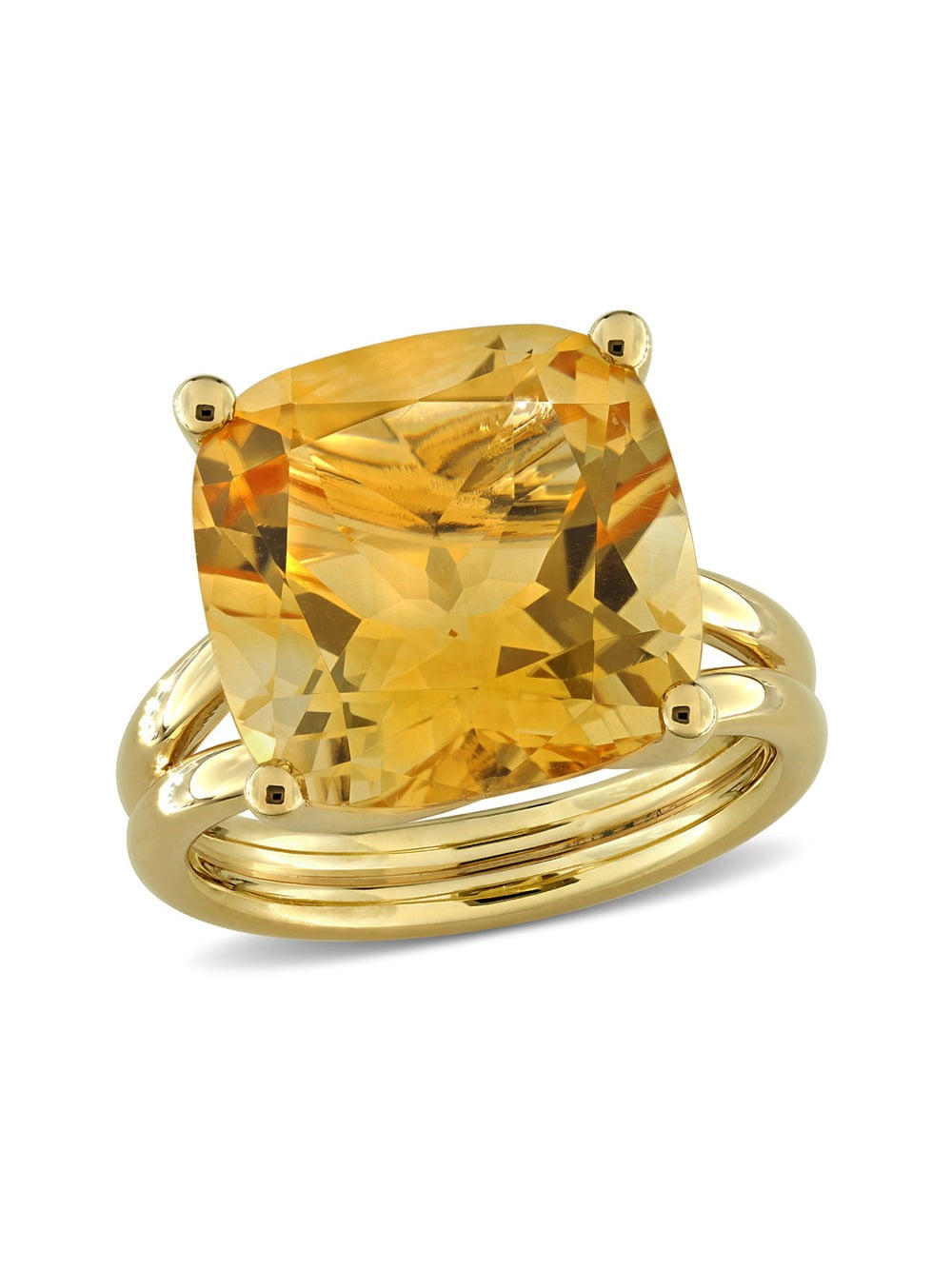 10.50 Carat (Ctw) Large Cushion-Cut Citrine Ring in Yellow Plated ...
