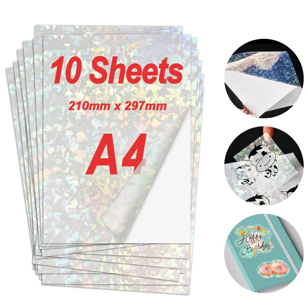 10/50 Sheets Holographic Printable Vinyl Sticker Paper Matte/Glossy ...