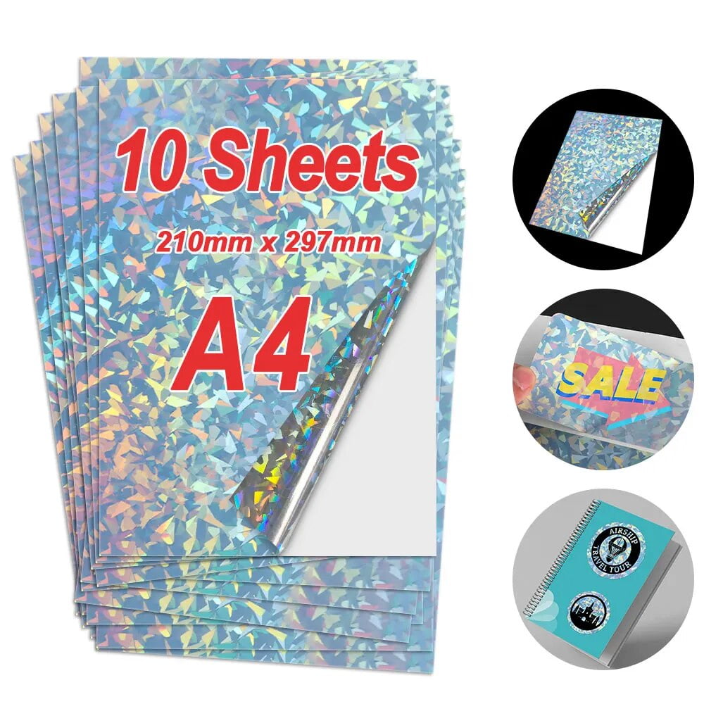 10/50 Sheets Holographic Printable Vinyl Sticker Paper Matte/Glossy ...