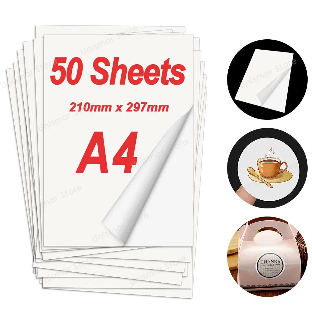 10/50 Sheets Holographic Printable Vinyl Sticker Paper Matte/Glossy ...