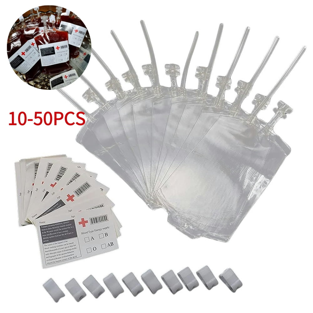10-50PCS Blood Energy Drink Bags 350ML Halloween Vampire Cosplay Props ...