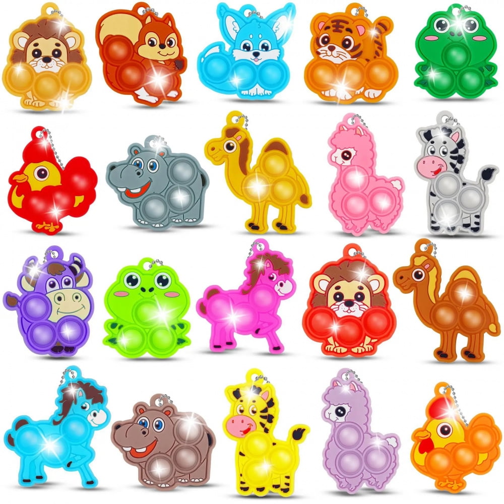 10/50PCS Cartoon Mini Keychain Fidget Toys Push Bubbles Stress Relief ...