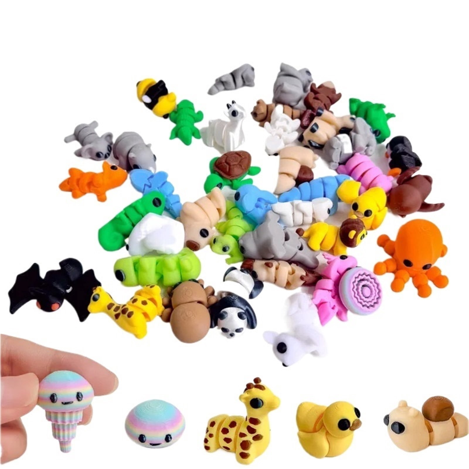 10-50Pcs 3D Printed Colorful Mini Animals Figurines Ornaments Cute ...