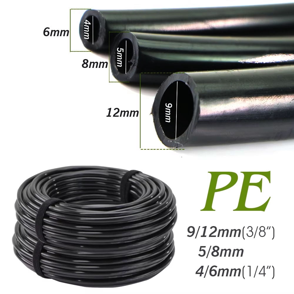 10-50m OD-6/8/12mm Garden Black PE Hose Pressure-Proof Watering Pipe 1 ...