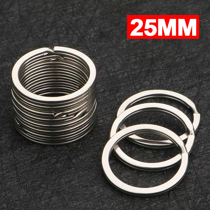 10-50pcs 25/30mm Stainless Steel Key Rings Round Flat Line Split Rings ...
