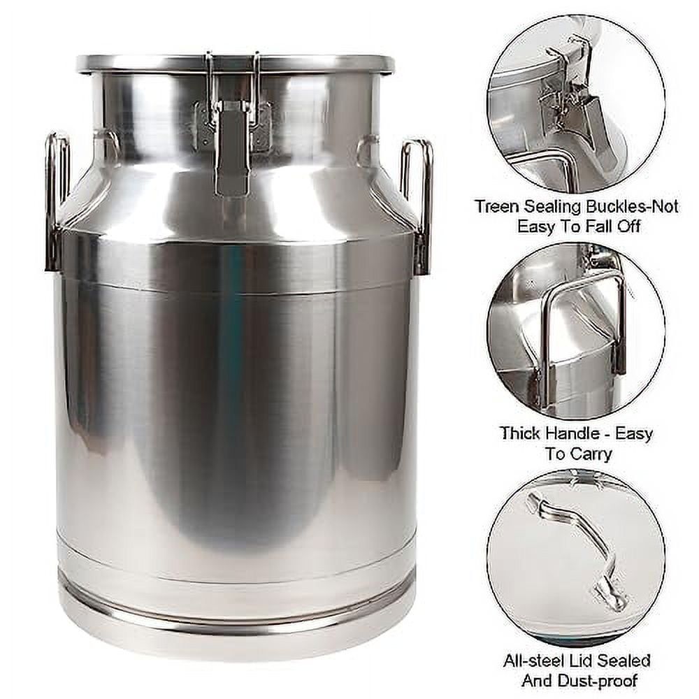 10.56Gal/40L Milk Can - 304 Stainless Steel Milk Jug,Thick Handle with ...