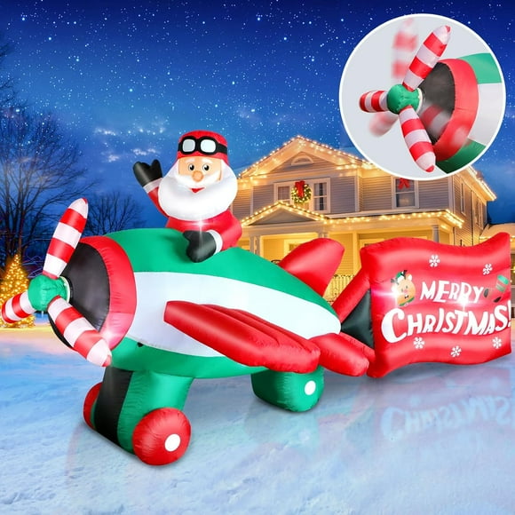 Inflatable Christmas Decorations with Santa in Helicopter and More