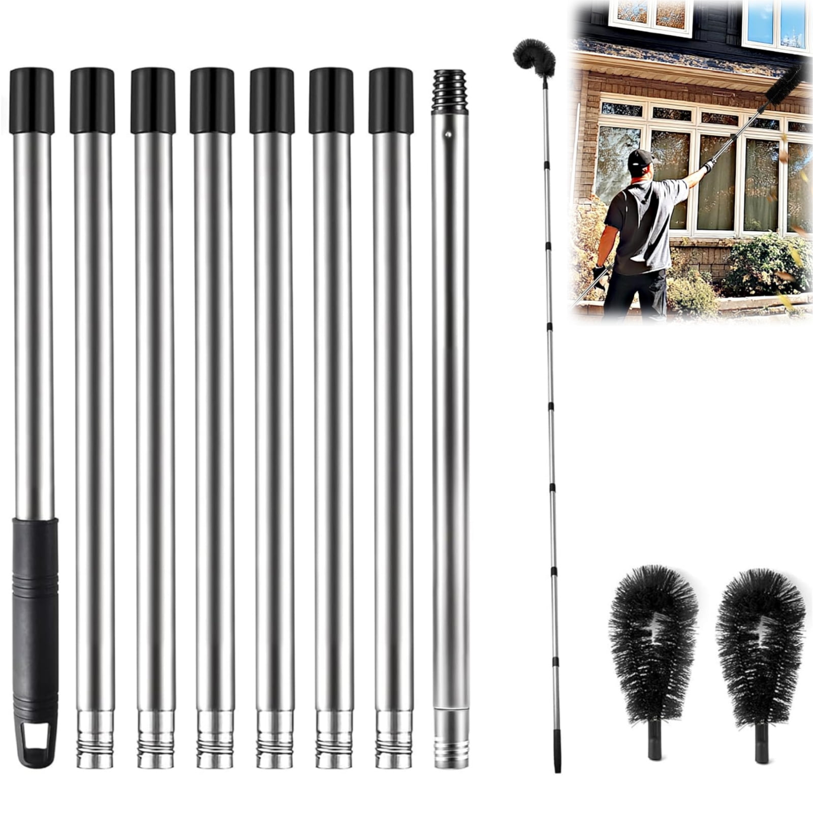 10.5FT Gutter Cleaning Tools from The Ground, Adjustable gutter Cleaner ...