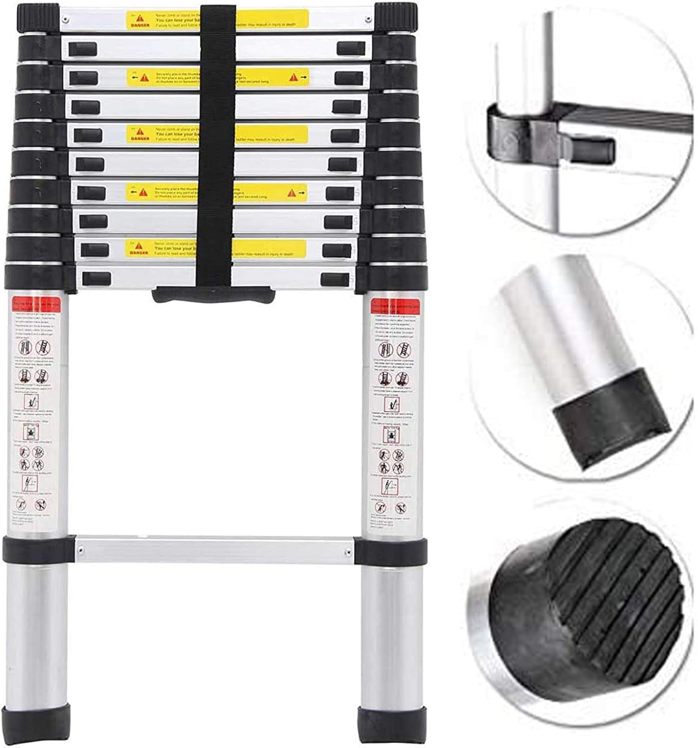 10.5FT Telescopic EN131 Professional Extension Telescoping Ladder ...