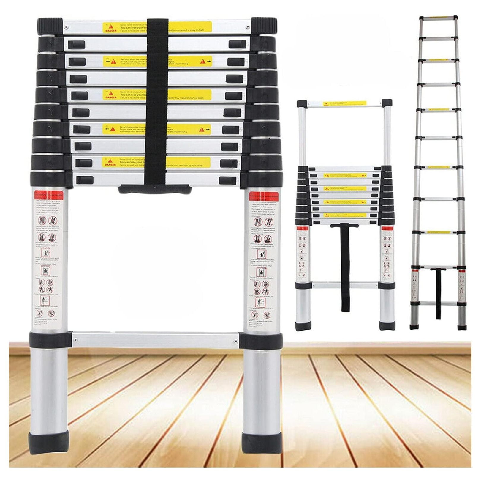 10.5FT Telescopic Ladder Foldable Telescoping Extension Ladder Loft ...