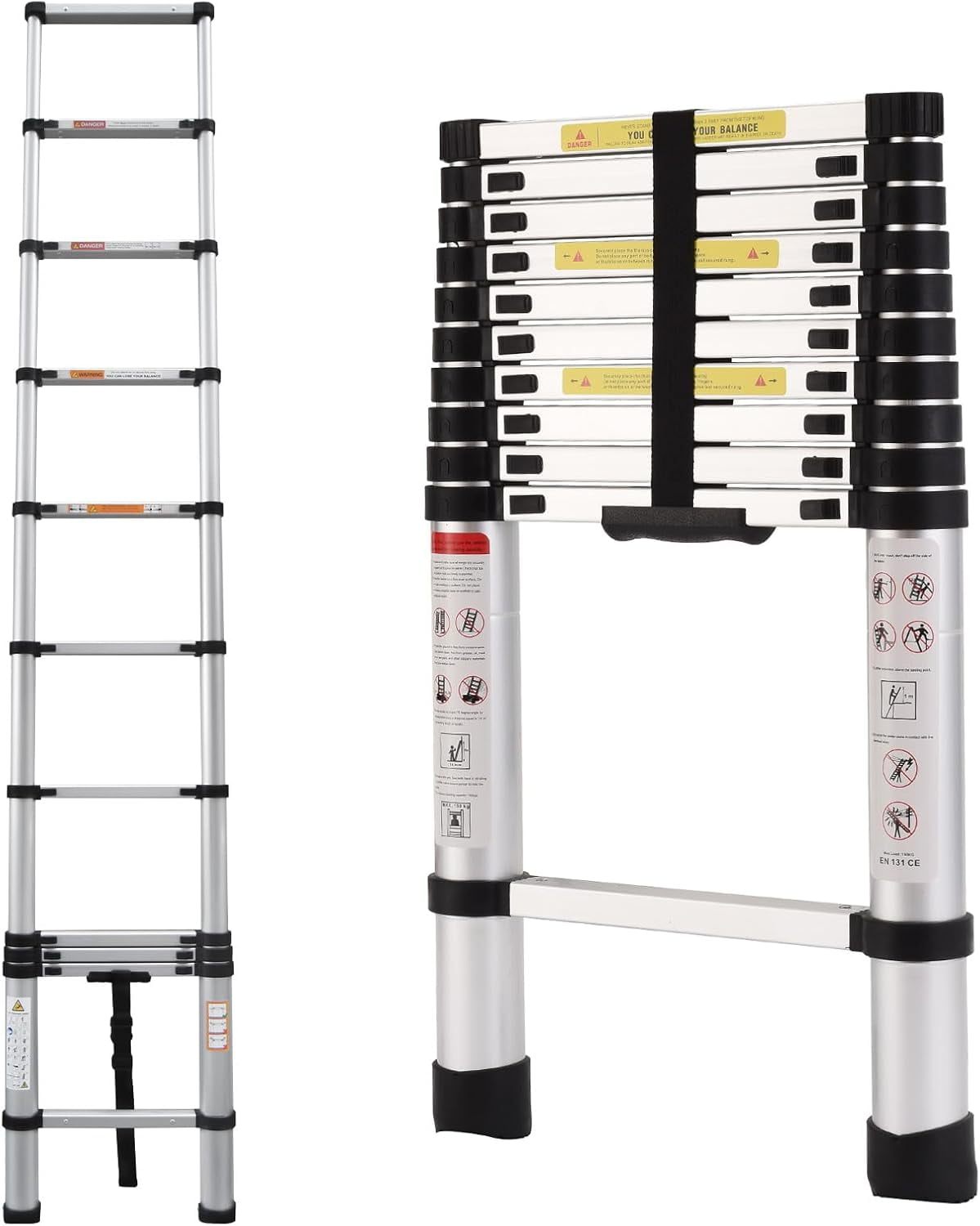 10.5FT Telescoping Ladder Aluminum Step Ladder Portable Extension ...