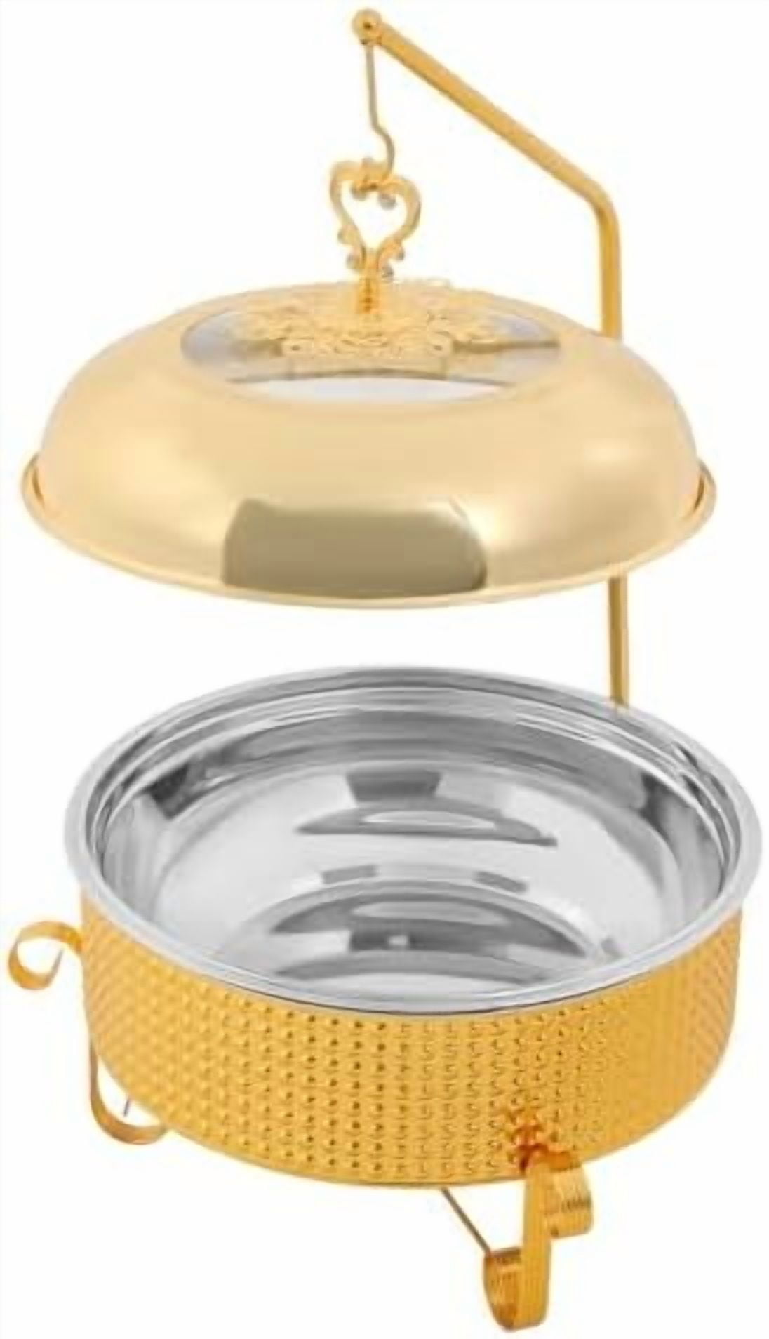 10.5QT Chafing Dishes for Buffet, Round Stainless Steel Gold Chafing ...