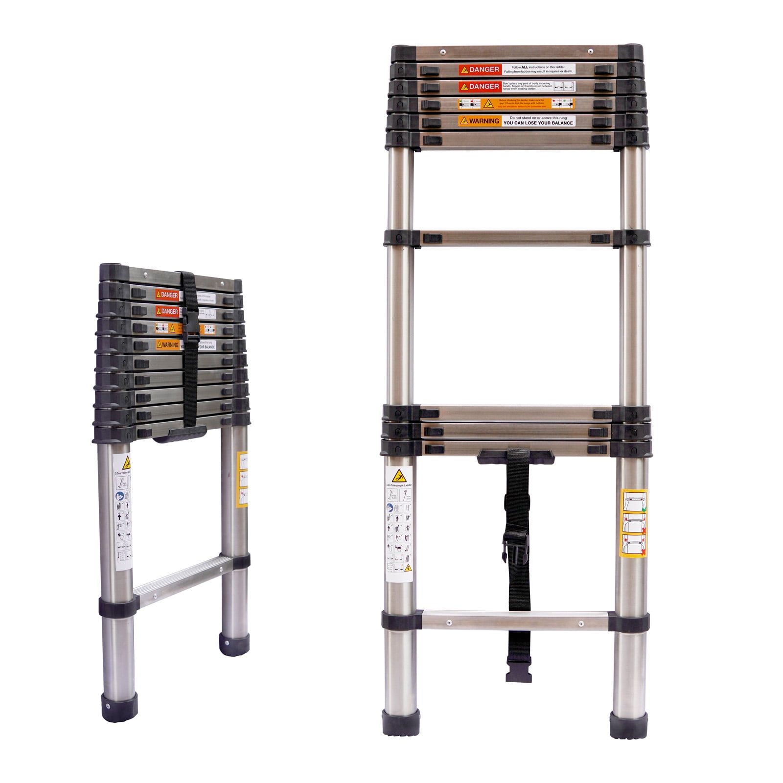 10.5ft Extension Ladder Multi-Purpose Stainless Steel Heavy Duty Strong ...