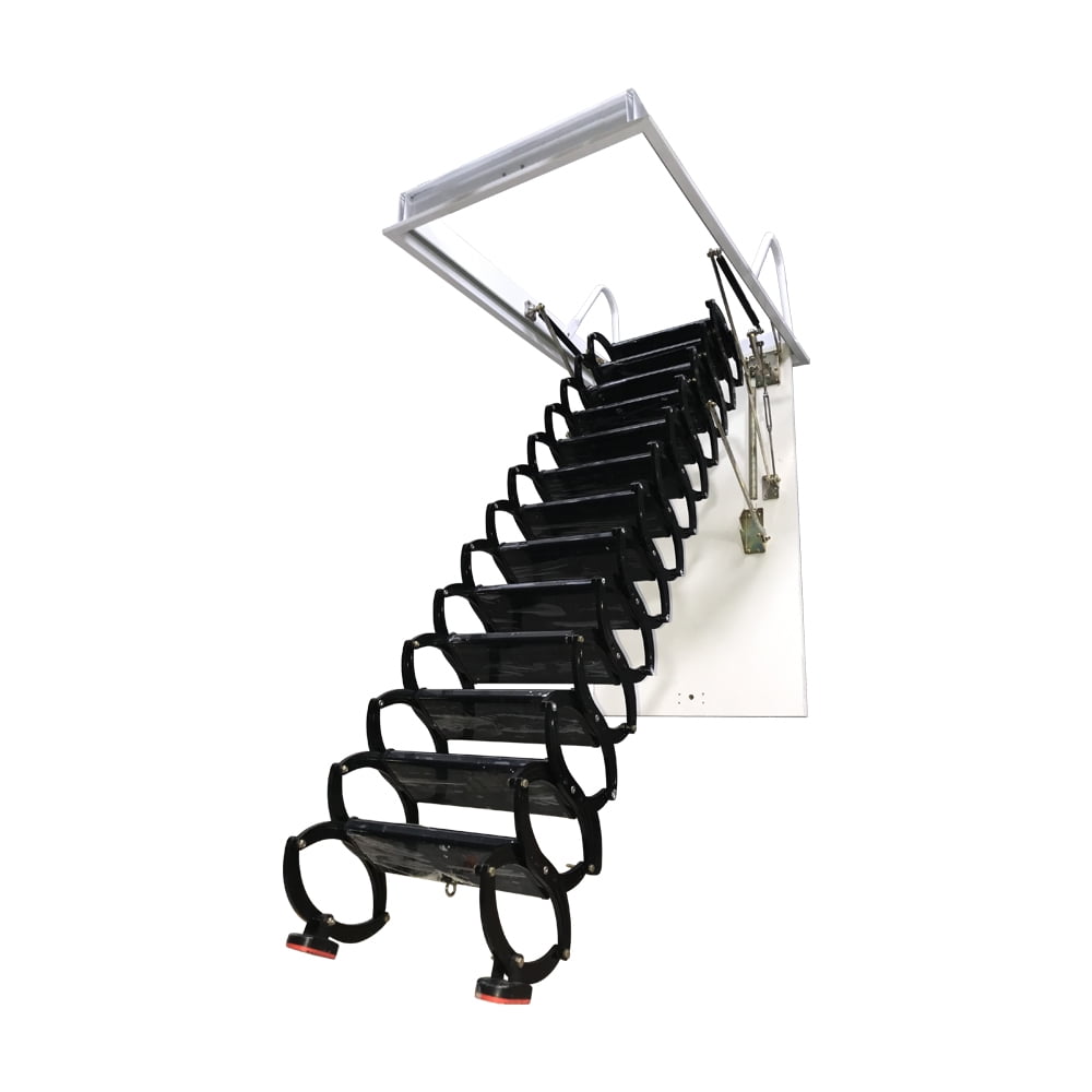 10.5ft Narrow Wall Mounted Attic Extension Ladder 13 Steps Pull Down ...