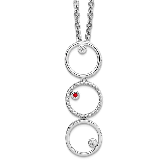 10.5mm 925 Sterling Silver Rhodium Plated White Ice Diamond and Ruby ...