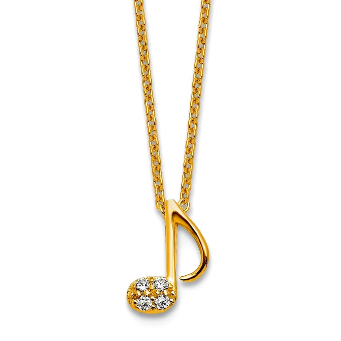 10.5mm Ss Gold Plated Cubic Zirconia Music Note With 2in Extension ...