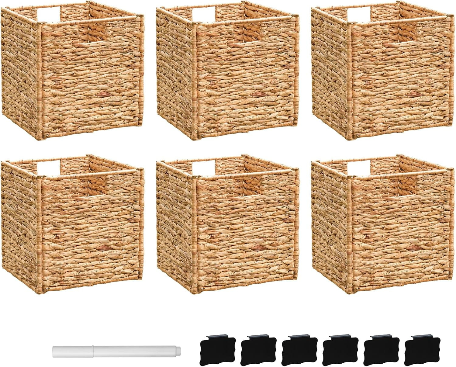 10.5x10.5x10.5 Water Hyacinth Storage Cube, Wicker Baskets for Shelves ...